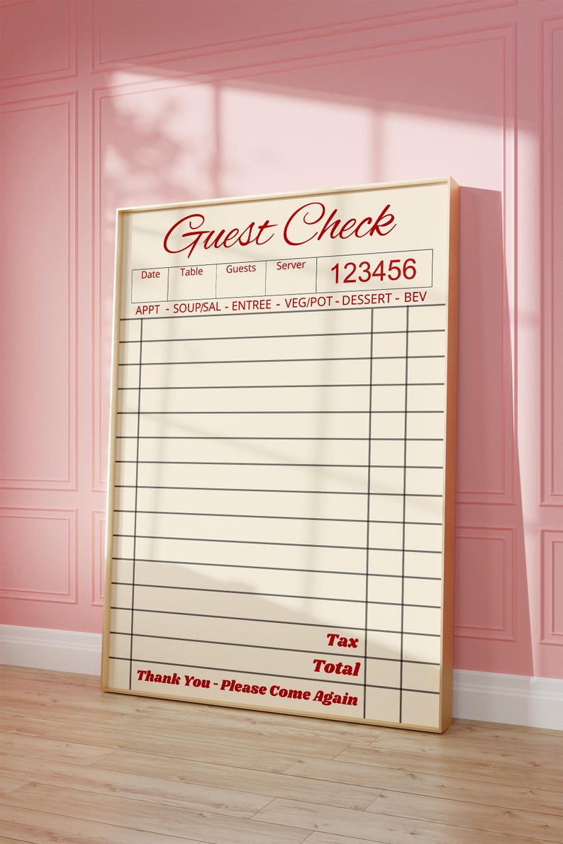 Blank Guest Check Poster, Trendy Wall Art, Aesthetic Preppy Prints ...