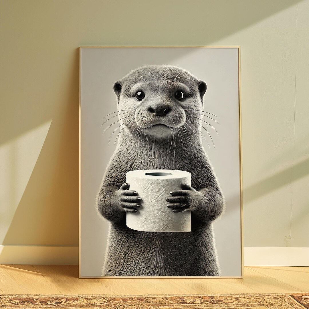 Otter Print, Cute Otter Poster, Maximalist Bathroom Wall Art, Trendy ...