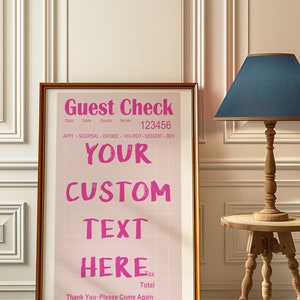 Customize Guest Check Poster, Custom Quotes Print, Aesthetic ...