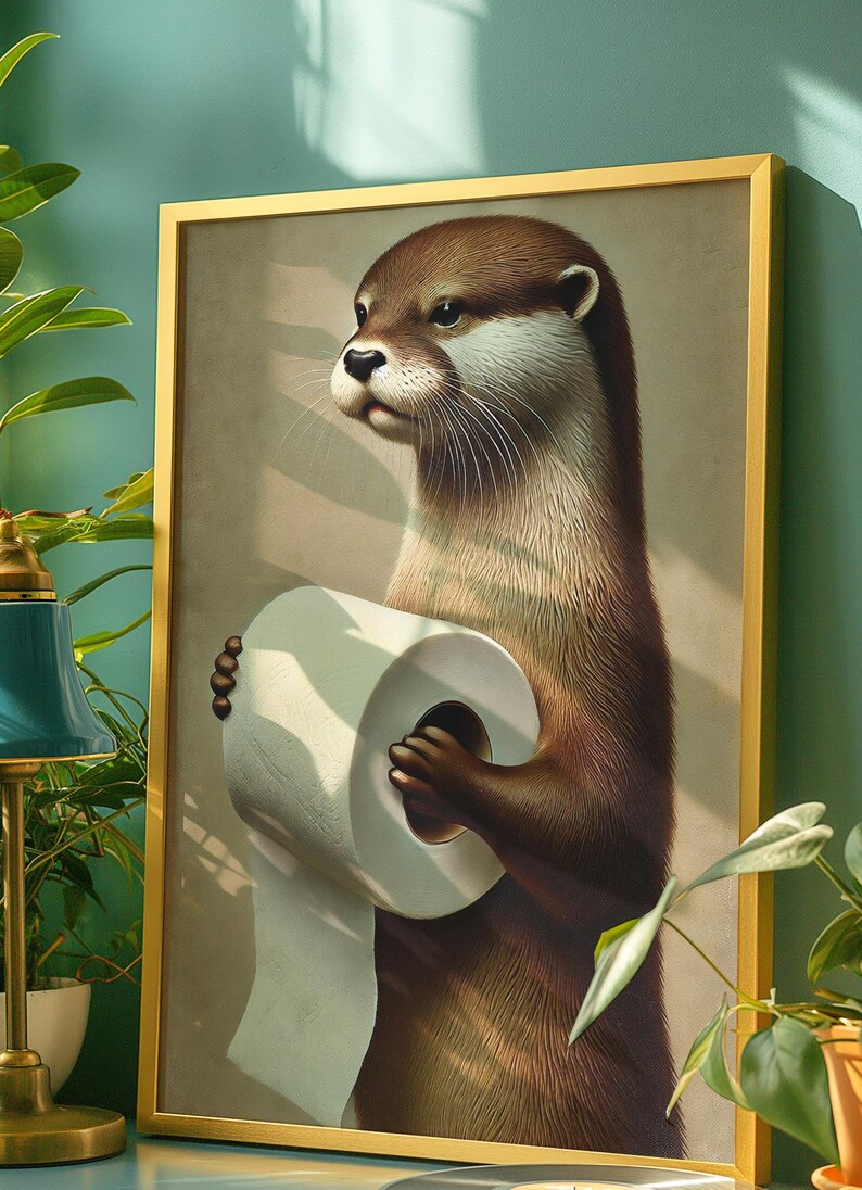 Otter Print, Cute Otter Poster, Maximalist Bathroom Wall Art, Trendy ...