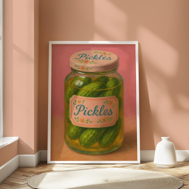 PICKLE Print, Pink Aesthetic Kitchen Decor,food Poster, Kitchen Bar ...