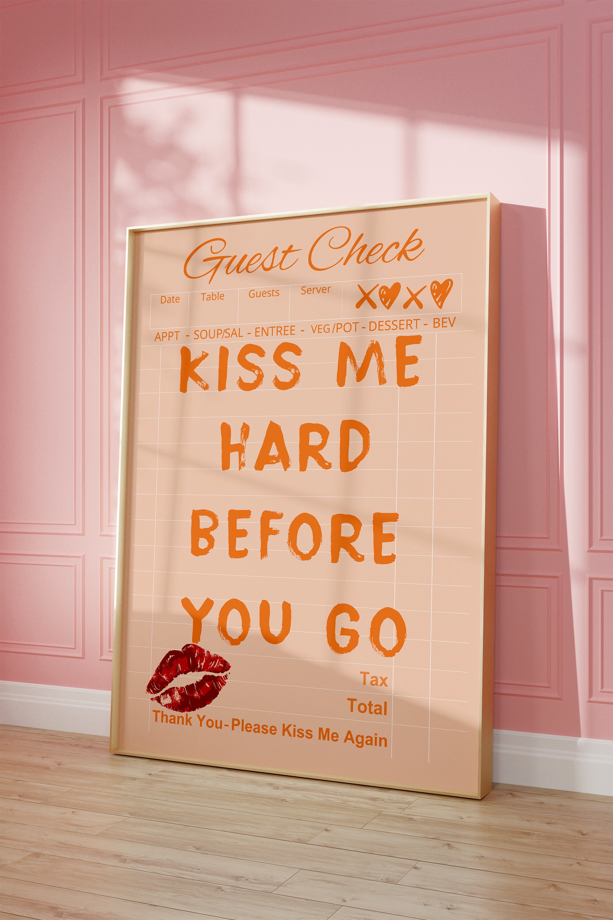 Kiss Me Hard Before You Go Poster, Kiss Wall Art, Trendy Wall Art ...