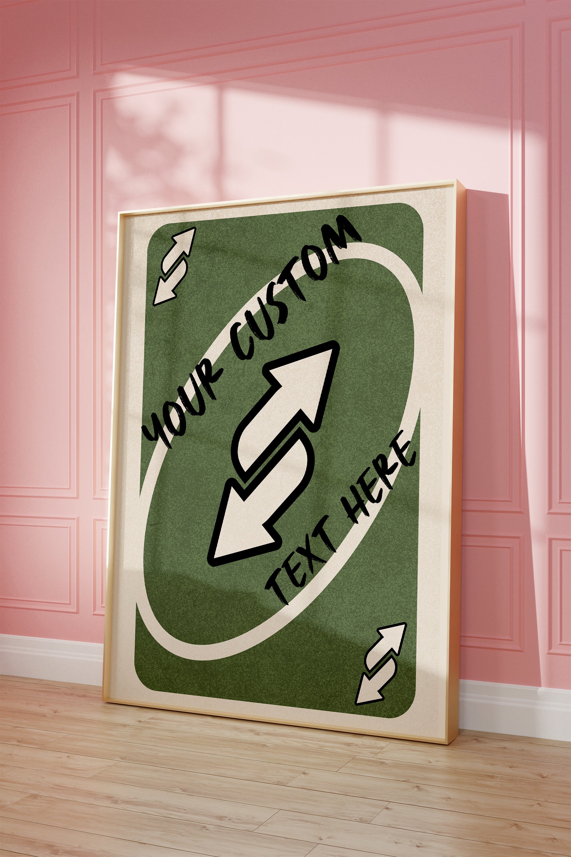 Custom Uno Reverse Card Print, Custom Poster, Green Red Pink Retro Wall ...