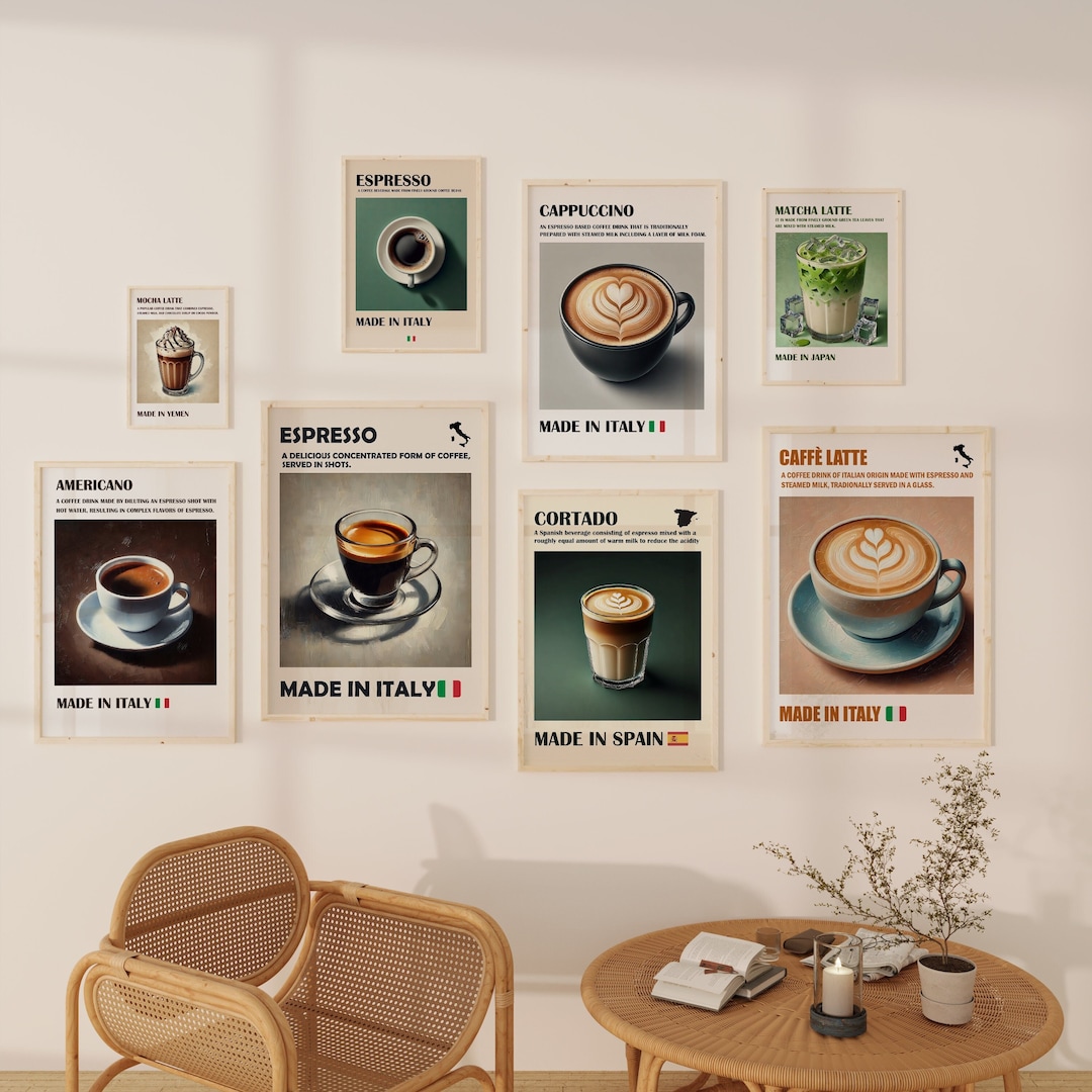 Coffee Print, Italian Espresso Digital Print, Set of 13 Coffee Wall Art ...