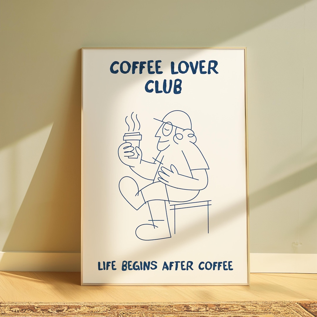 Coffee Lover Club Print, Italian Espresso Digital Print, Coffee Wall ...