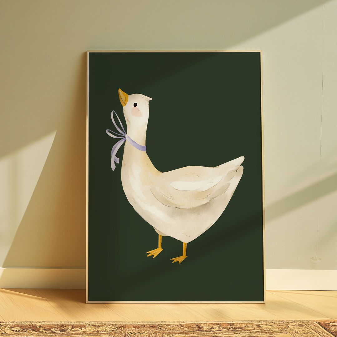Silly Goose Wall Art, Cute Goose Poster, Bathroom Art Print, Nursery ...