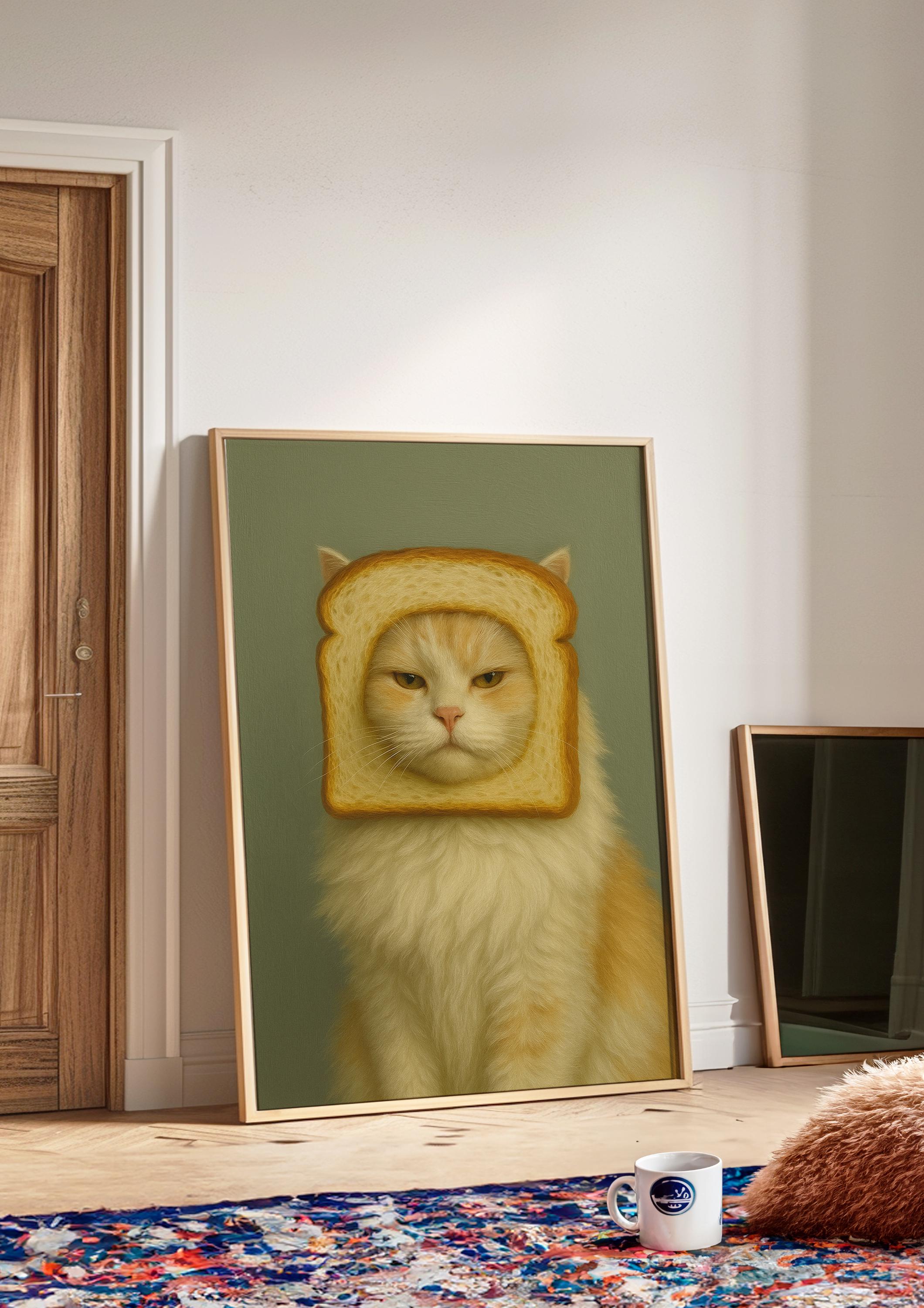 Funny Cat Art Print, Funny Cat Wall Art, Cute Meme Cat Portrait ...