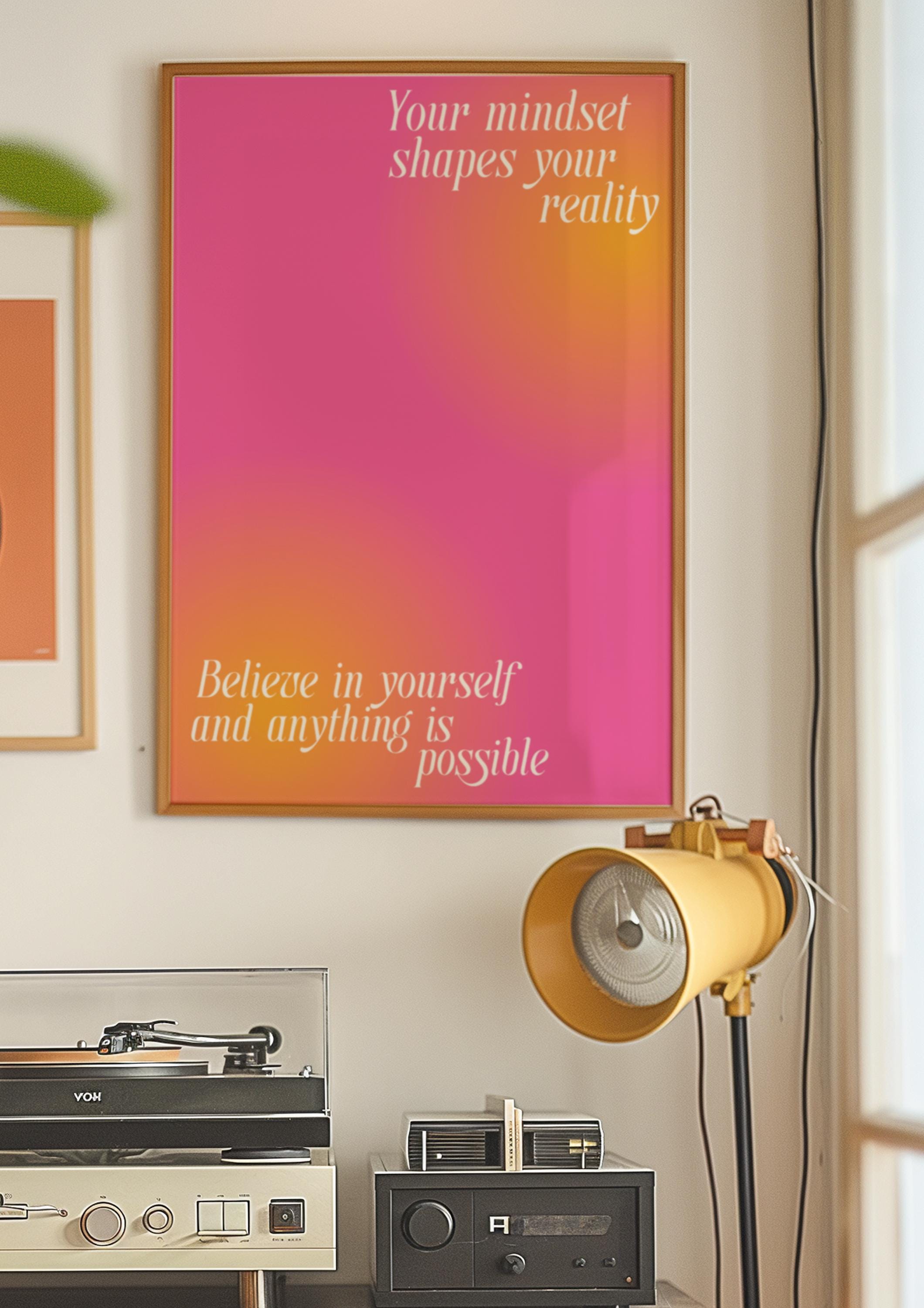 Believe in Yourself Digital Print, Inspirational Art Poster, Retro Wall ...