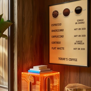 Coffee Menu Print, Coffee Bar Menu Art Print , Coffee Wall Art, Trendy ...