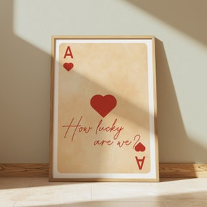 How Lucky Are We Card, Playing Card Retro Print, Trendy Wall Art, Card ...