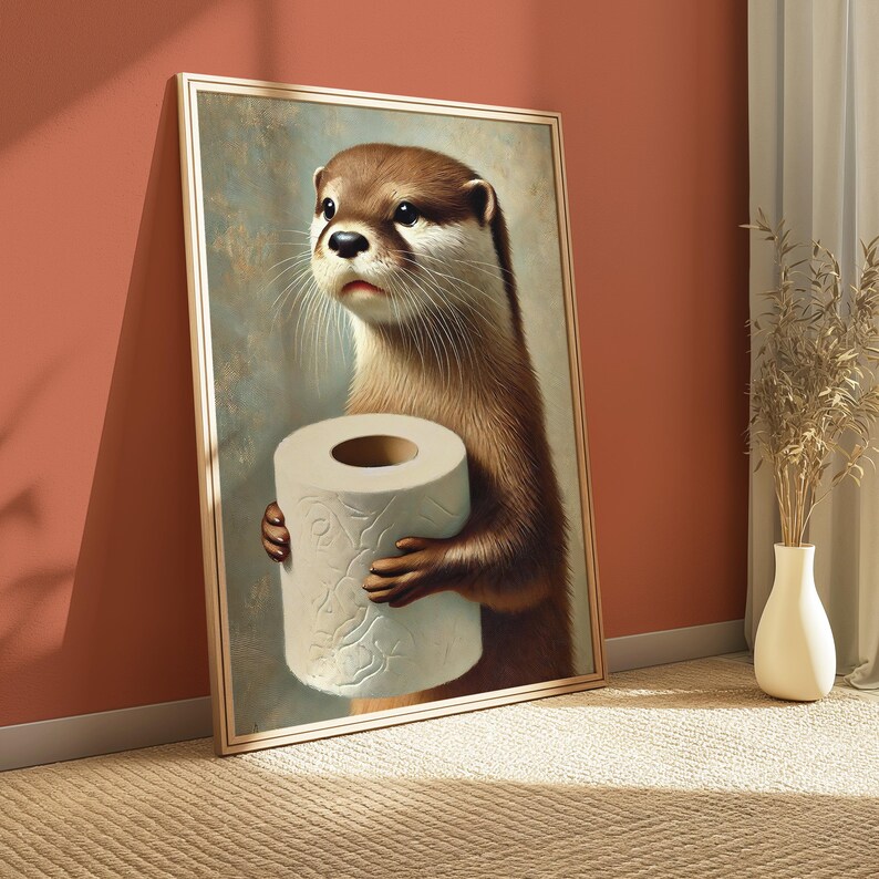 Otter Print, Maximalist Bathroom Wall Art, Trendy Wall Art, Aesthetic ...