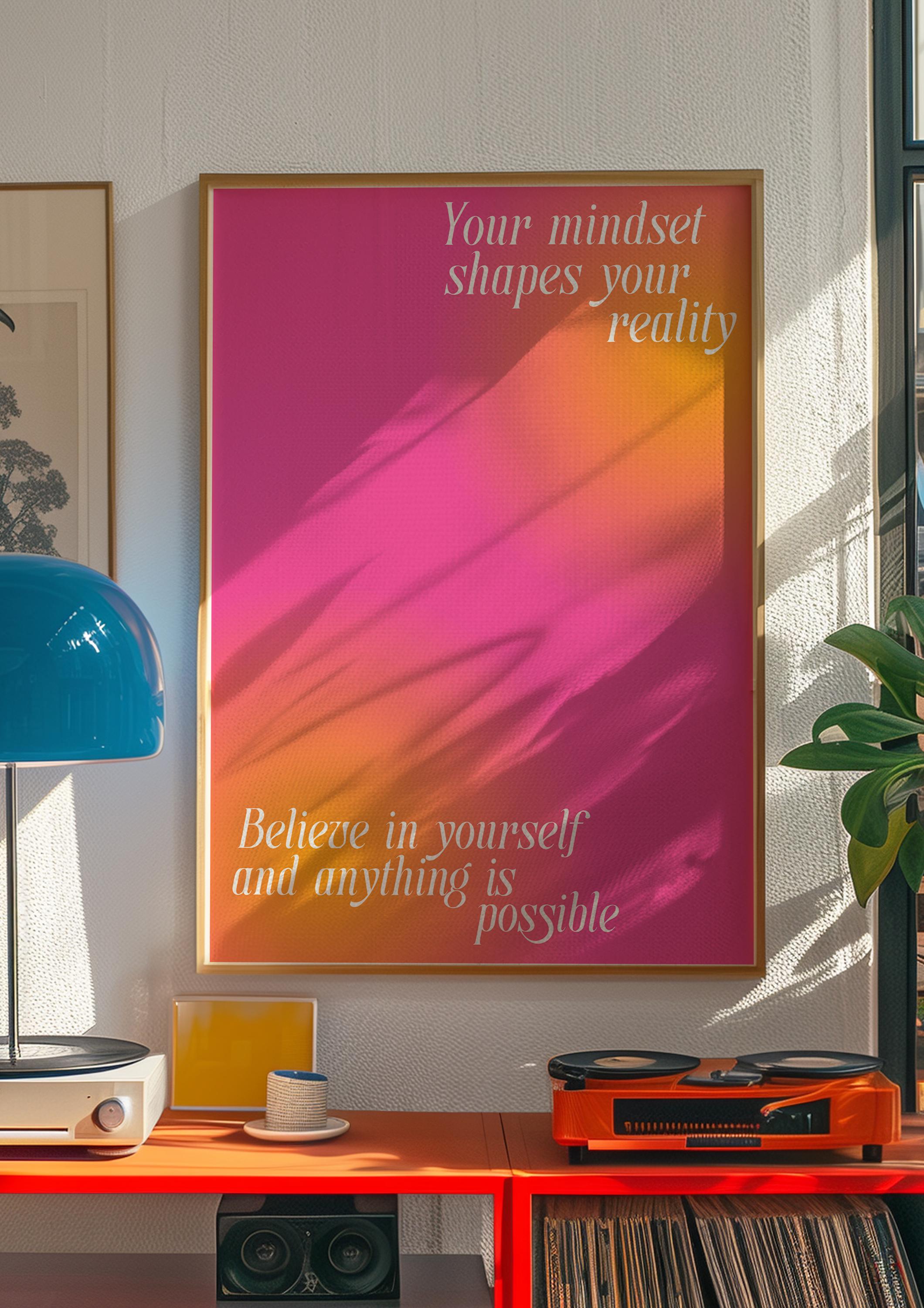 Believe in Yourself Digital Print, Inspirational Art Poster, Retro Wall ...