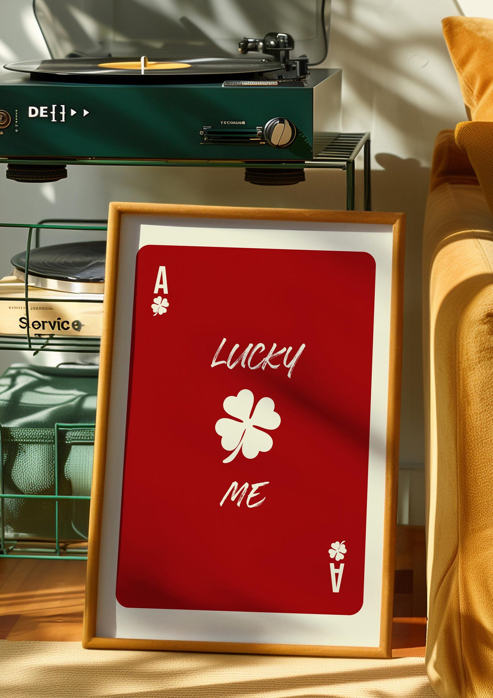 Lucky Me Print, Playing Card Retro Print, Trendy Love Wall Art, Red ...