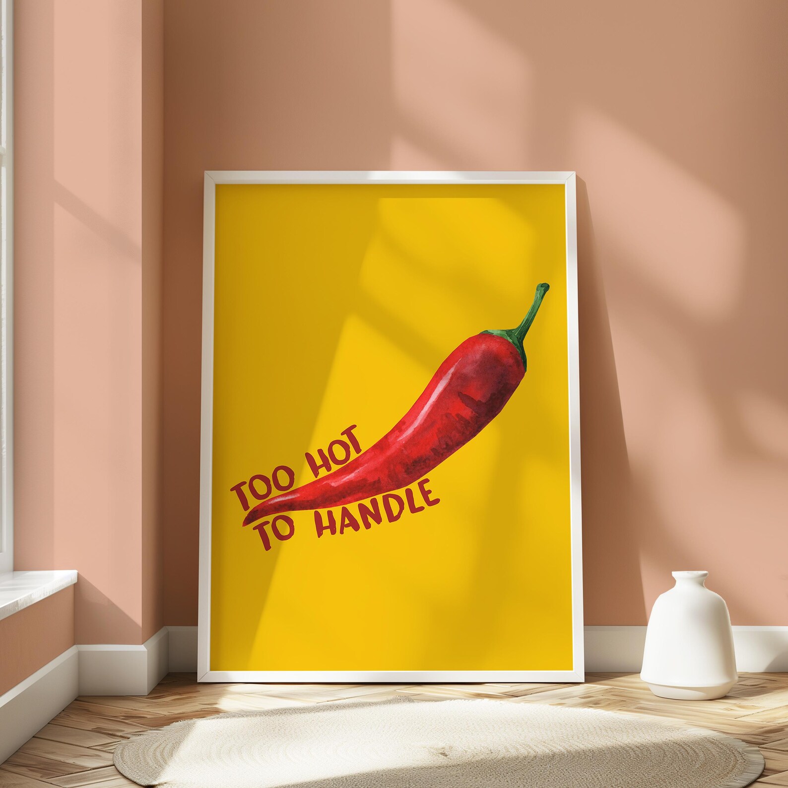 Too Hot to Handle Print, Chili Pepper Poster, Red Wall Art, Trending ...