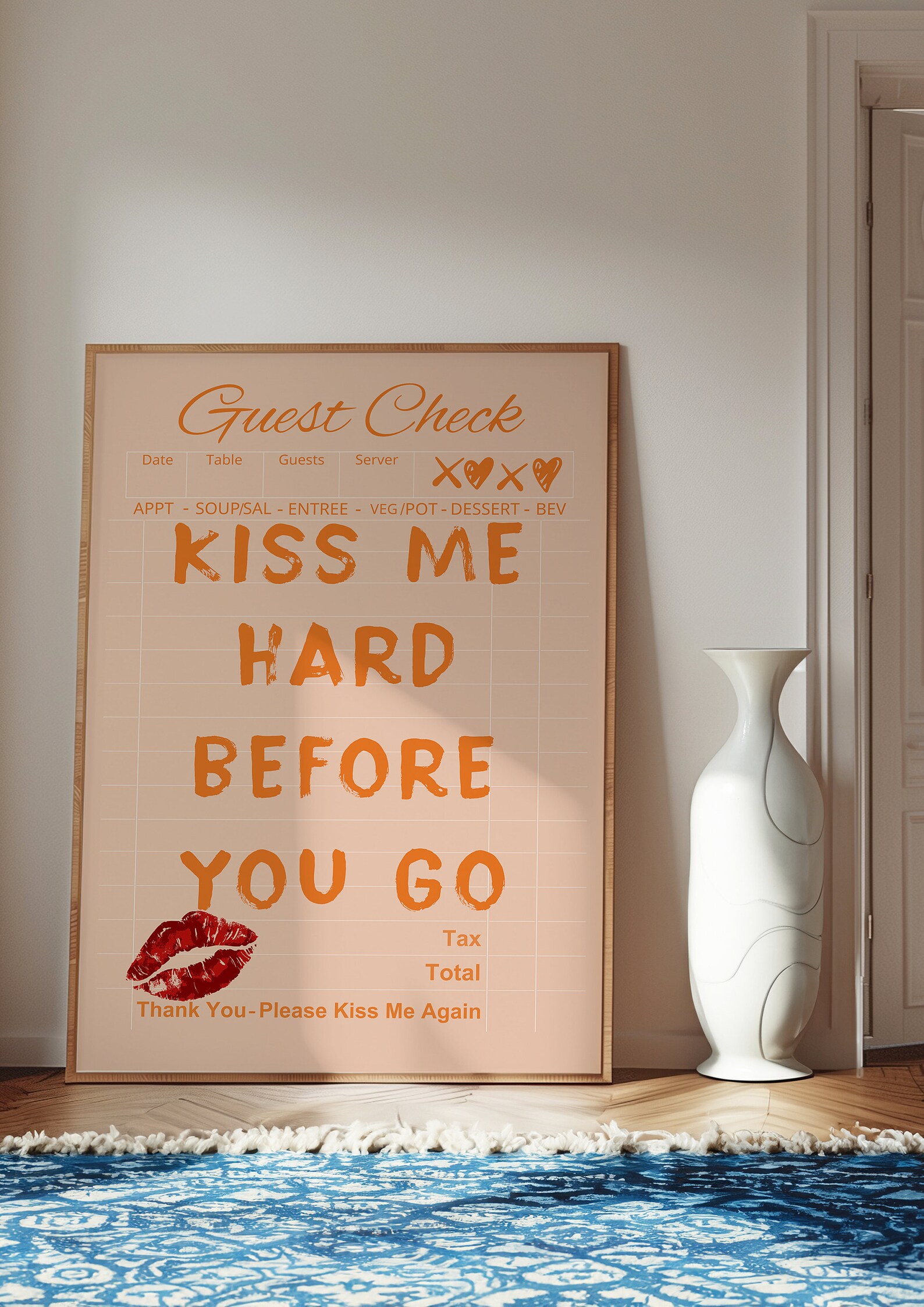 Kiss Me Hard Before You Go Poster, Kiss Wall Art, Trendy Wall Art ...