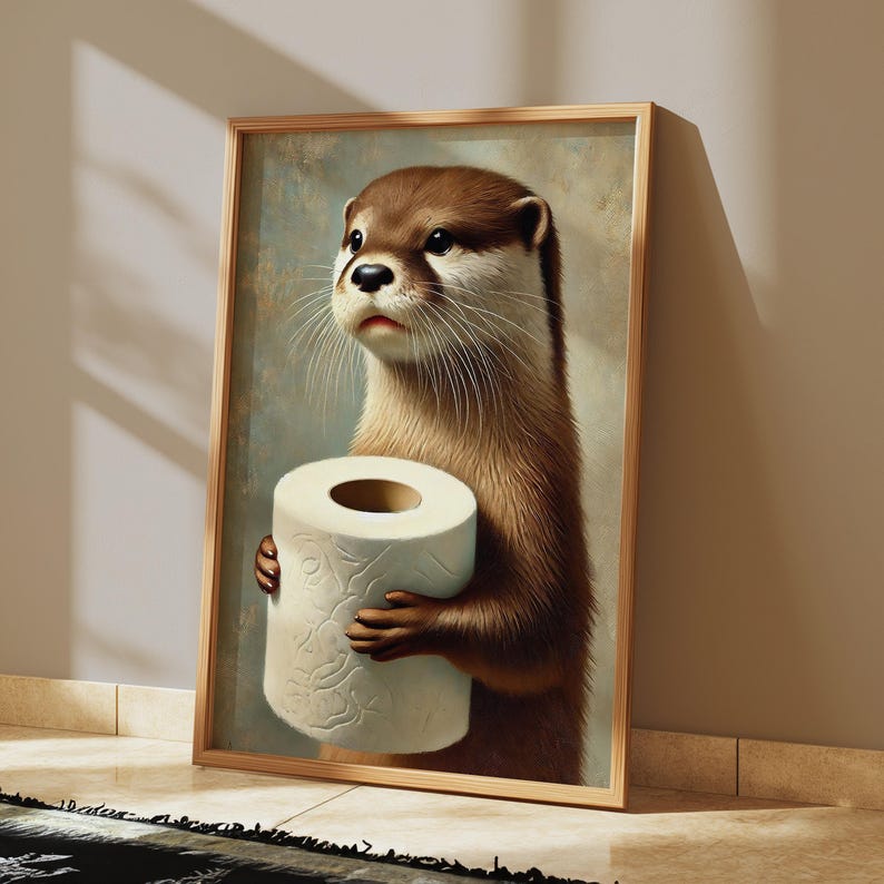 Otter Print, Maximalist Bathroom Wall Art, Trendy Wall Art, Aesthetic ...