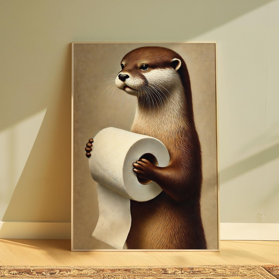 Otter Print, Cute Otter Poster, Maximalist Bathroom Wall Art, Trendy ...