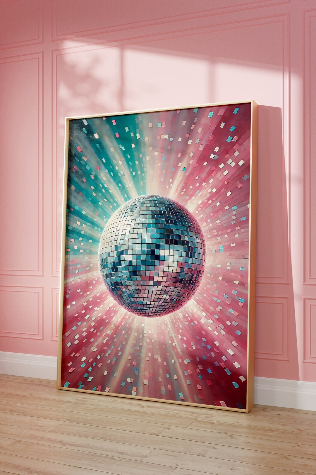 Disco Ball Poster, Disco Ball Maximalist Painting, Funky Disco 70s ...