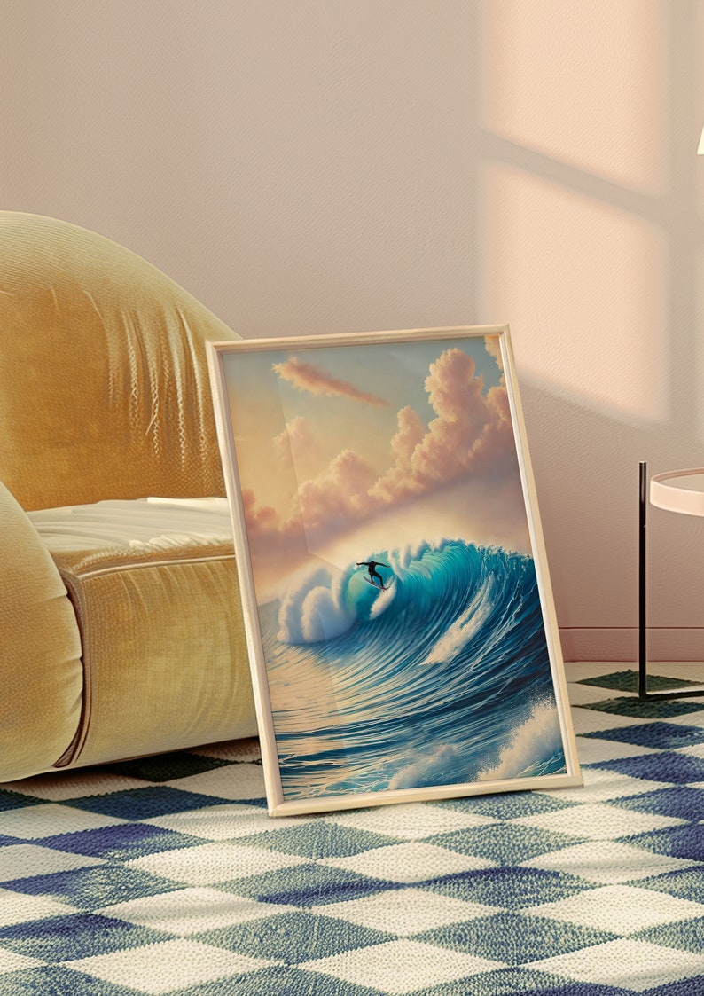 Surf Wall Art, Preppy Wall Art, Blue Coastal Surf up Poster, Digital ...