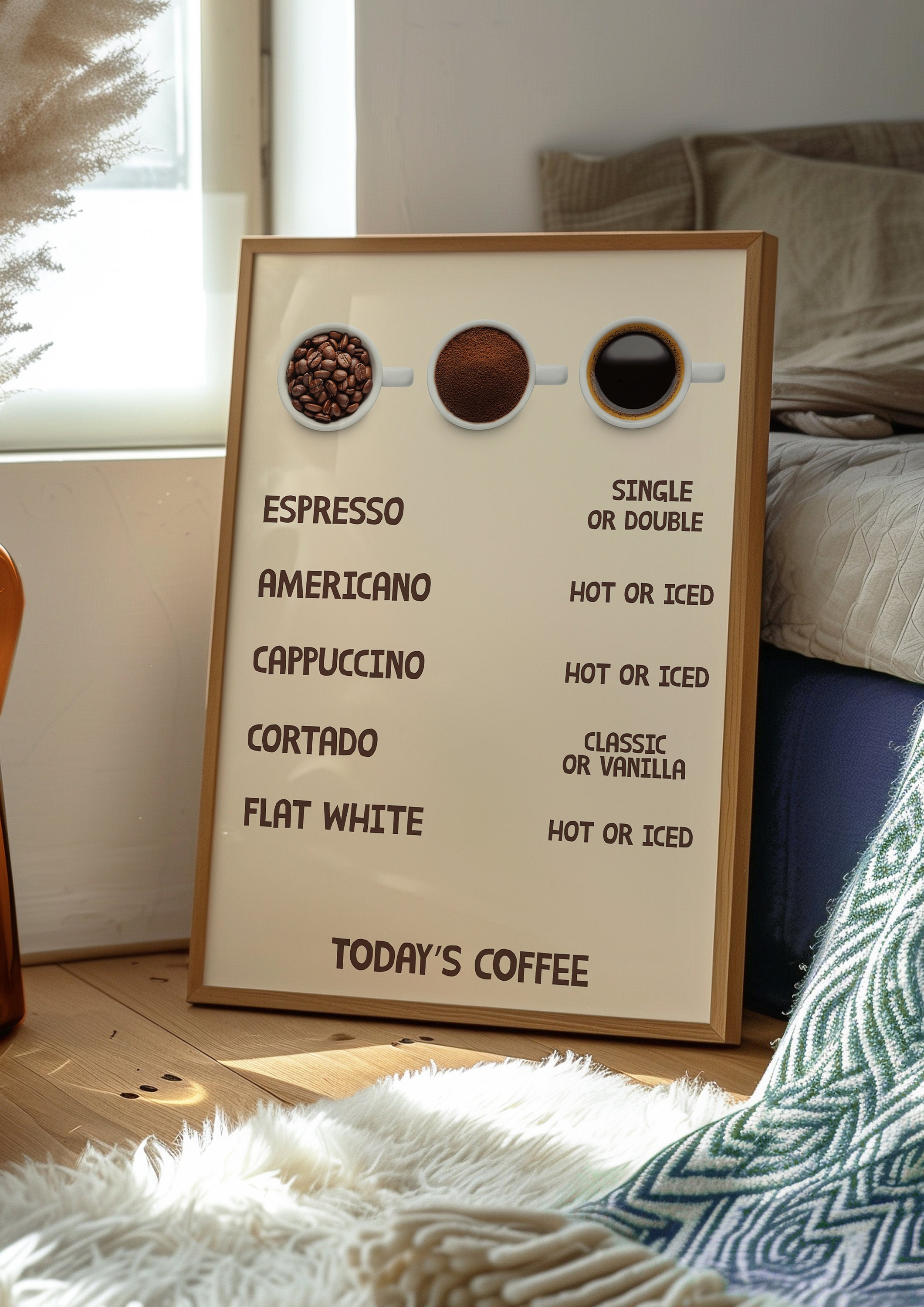 Coffee Menu Print, Coffee Bar Menu Art Print , Coffee Wall Art, Trendy ...