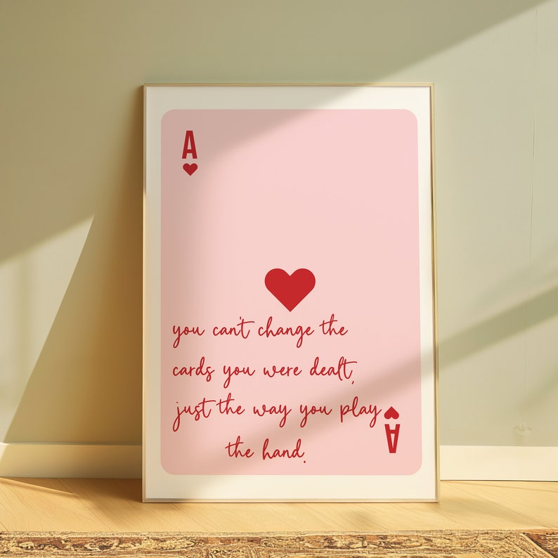 Set of 3 Cards Wall Art, Playing Card Retro Print, Pink Trendy Wall Art ...