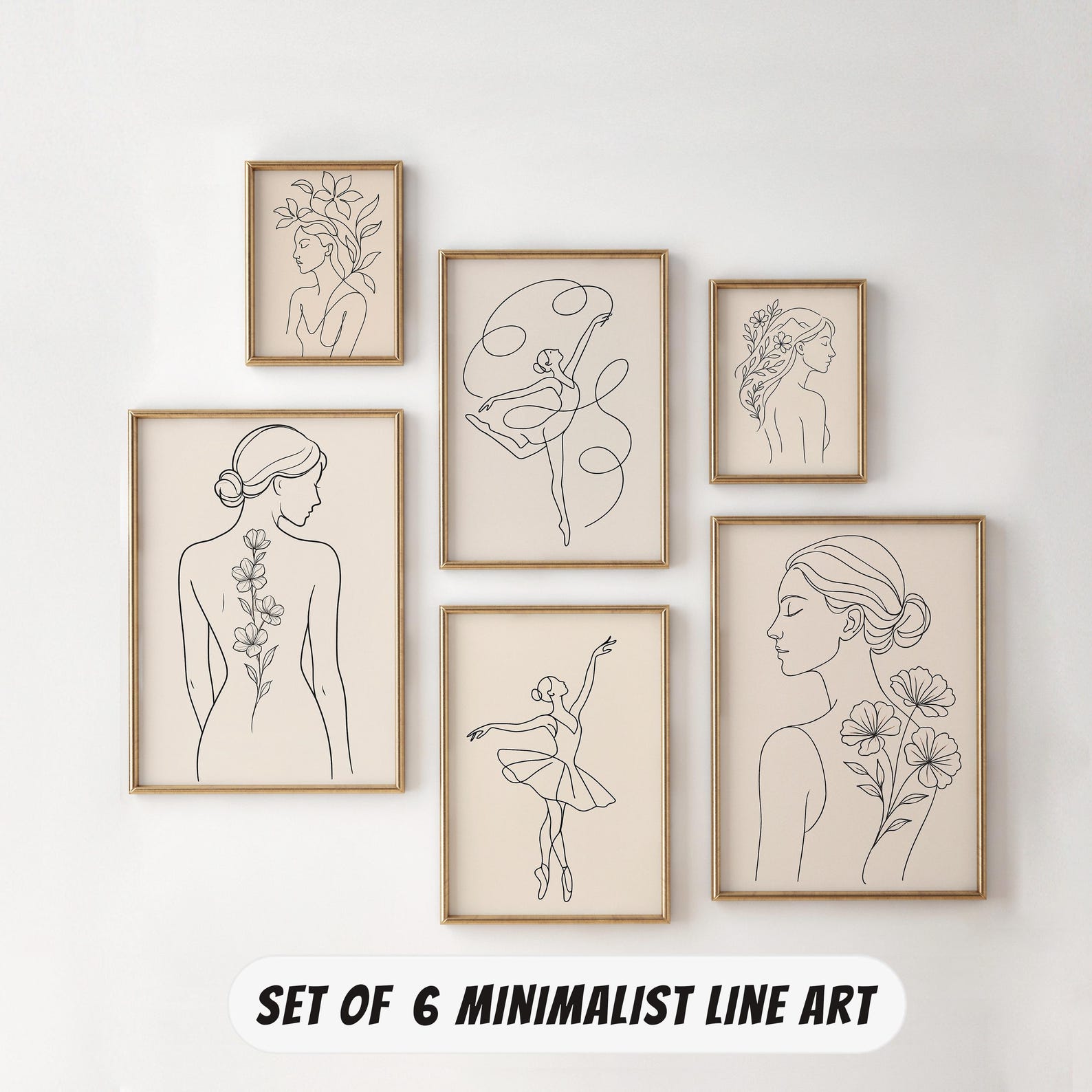 Set of 6 Minimalist Line Prints, Minimalist Lines Art, Preppy Wall Art ...