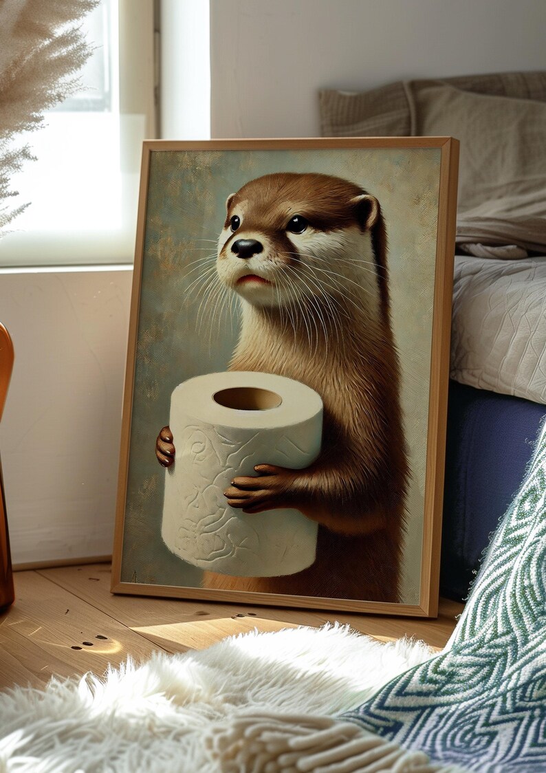 Otter Print, Maximalist Bathroom Wall Art, Trendy Wall Art, Aesthetic ...