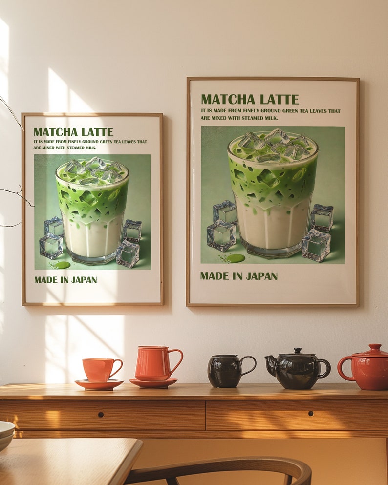Matcha Print, Matcha Latte Art Print, Matcha Latte Poster, Japanese Tea ...