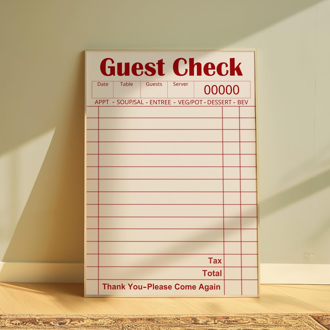 Red Blank Guest Check Poster, Trendy Wall Art, Aesthetic Preppy Prints ...
