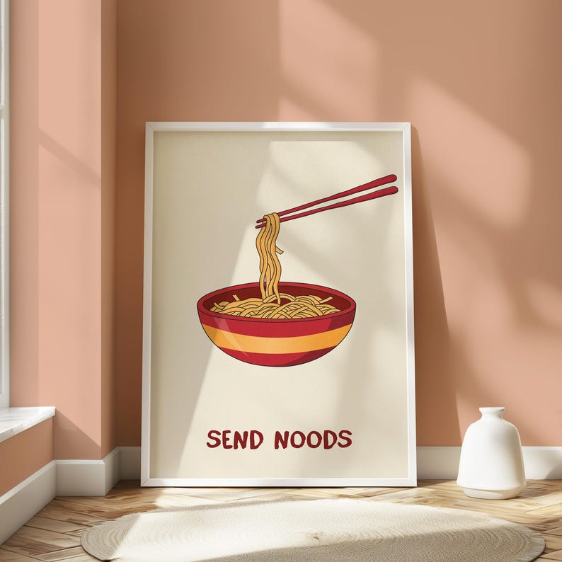 Send Noods Print, Noodles Wall Art, Kitchen Wall Art, Aesthetic Kitchen ...