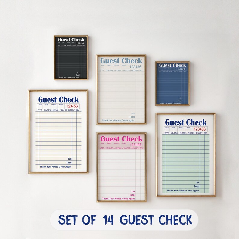 Blank Guest Check Poster, Set of 14, Trendy Wall Art, Aesthetic Preppy ...