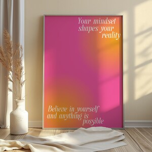 Believe in Yourself Digital Print, Inspirational Art Poster, Retro Wall ...