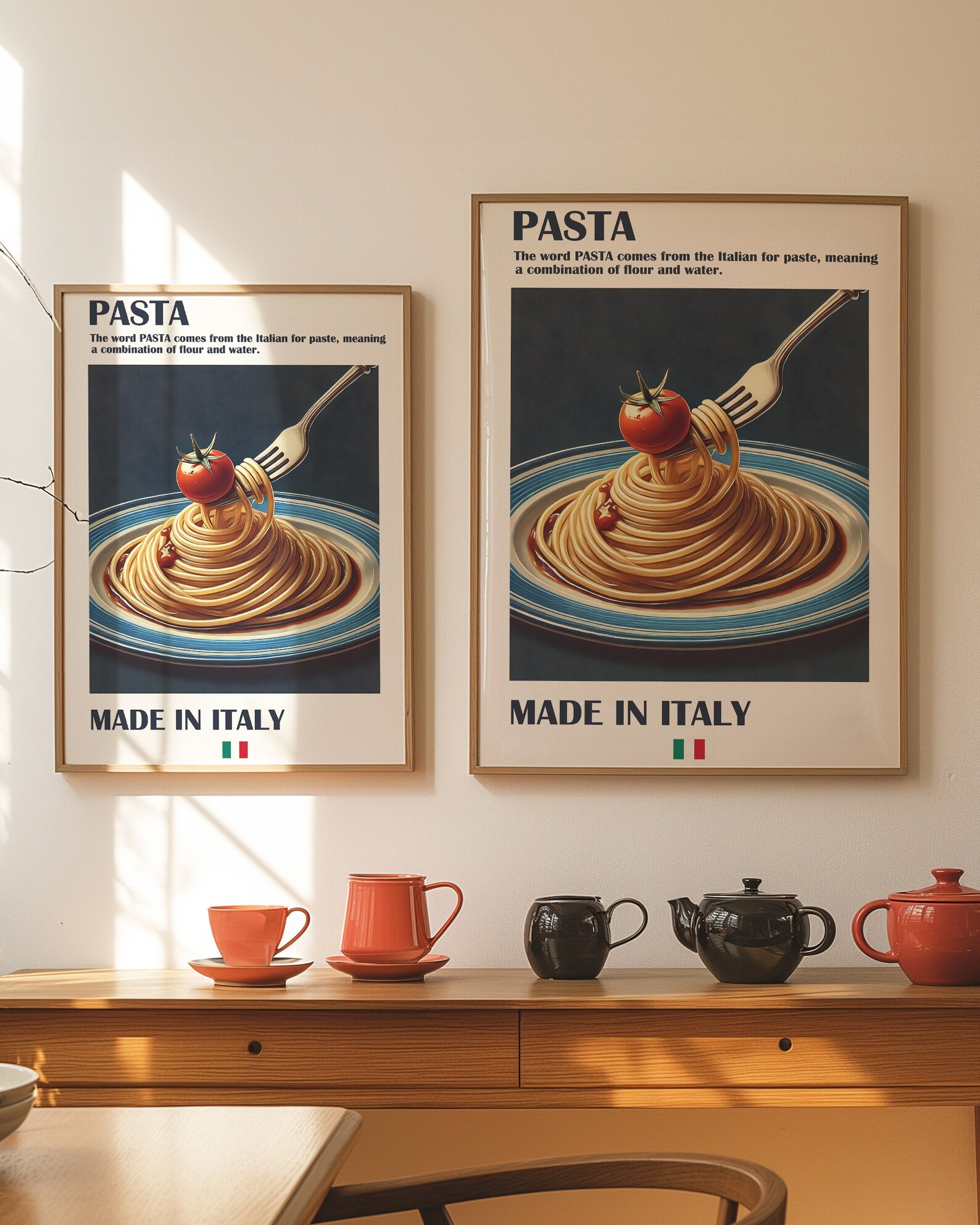 Spaghetti Wall Art, Pasta Wall Art, Italian Food Poster, Pasta Night ...