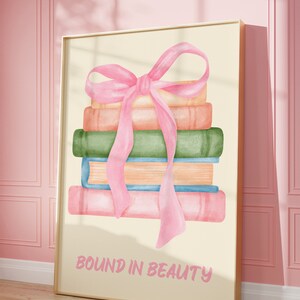 Book Print, Stack of Books Painting, Pastel Watercolor Girly Room Decor ...