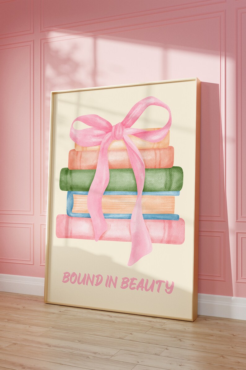 Book Print, Stack of Books Painting, Pastel Watercolor Girly Room Decor ...