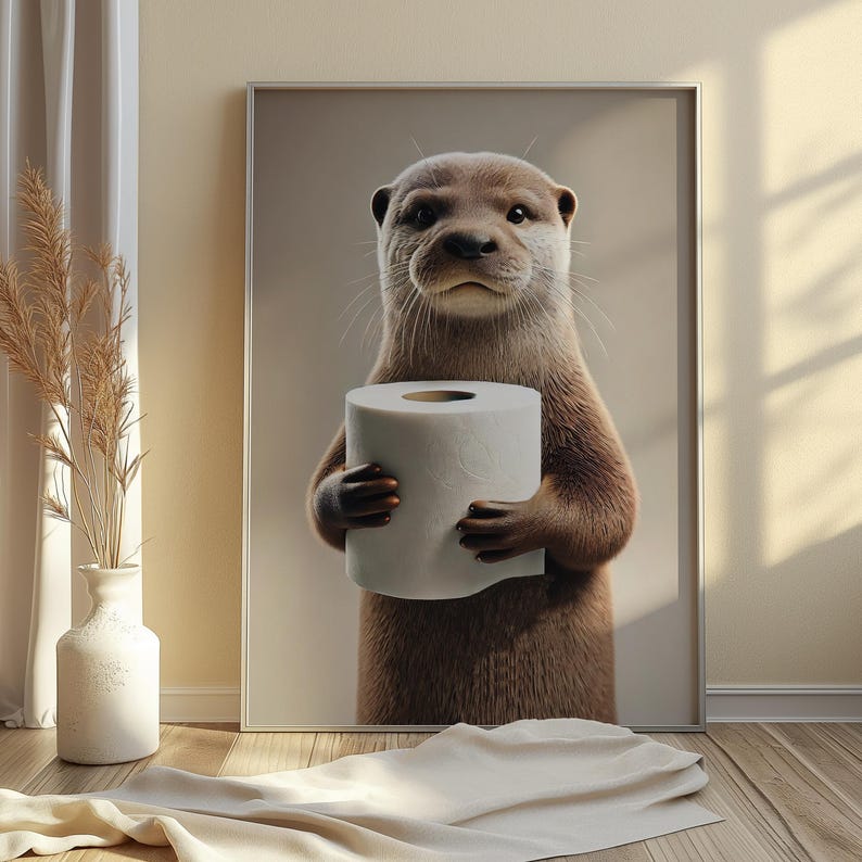 Otter Print, Otter Poster, Maximalist Bathroom Wall Art, Trendy Wall ...