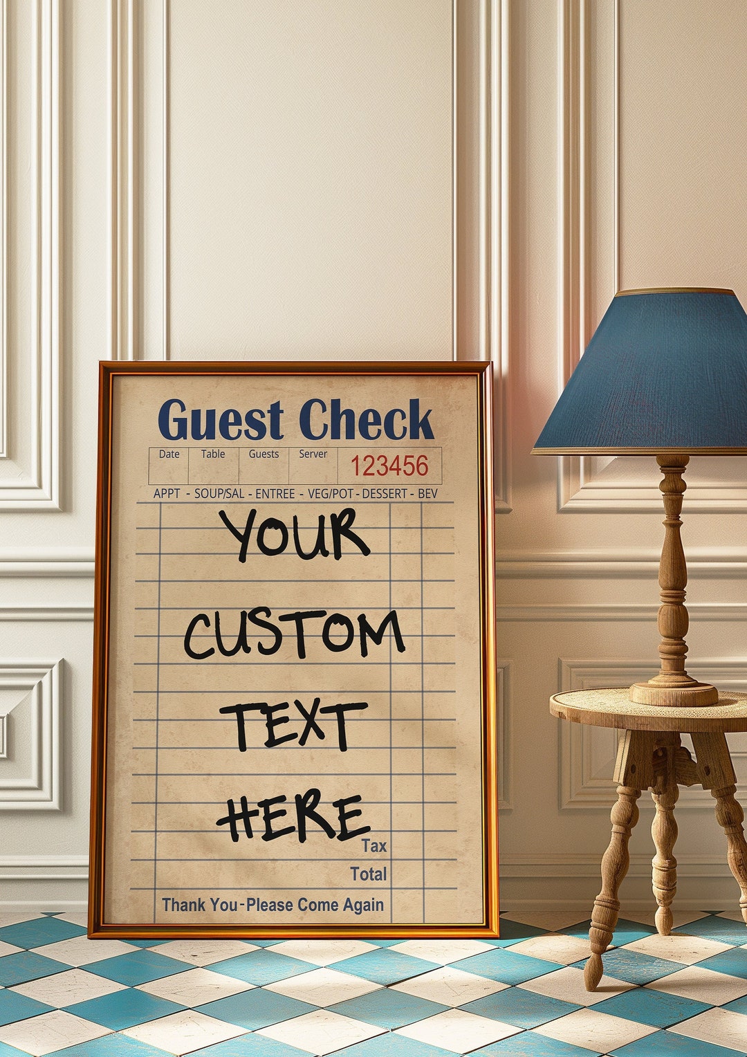 Customize Guest Check Poster, Custom Quotes Print, Aesthetic ...