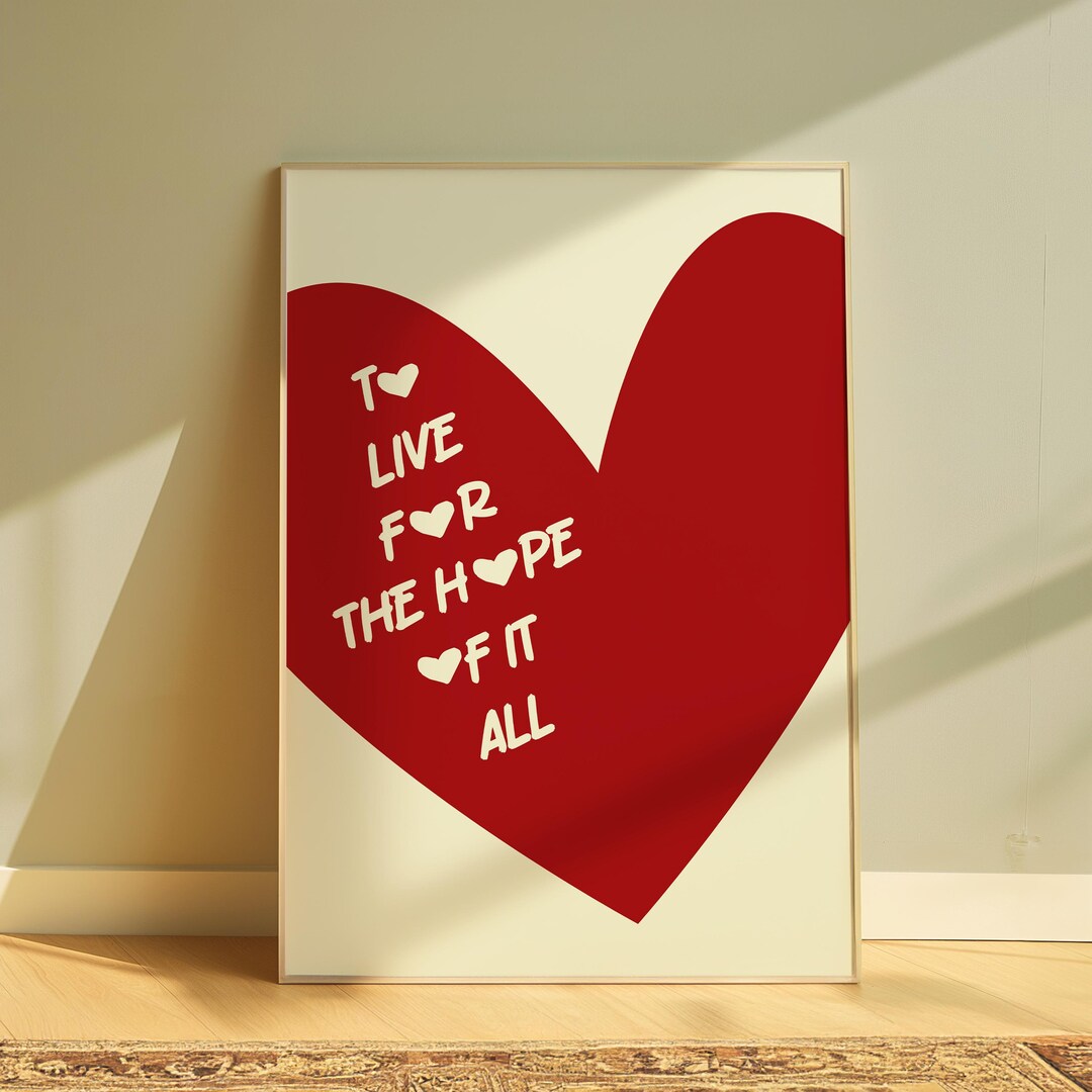 Heart Print, Red Wall Art, Love Poster, Hope Print, Trendy Wall Art ...