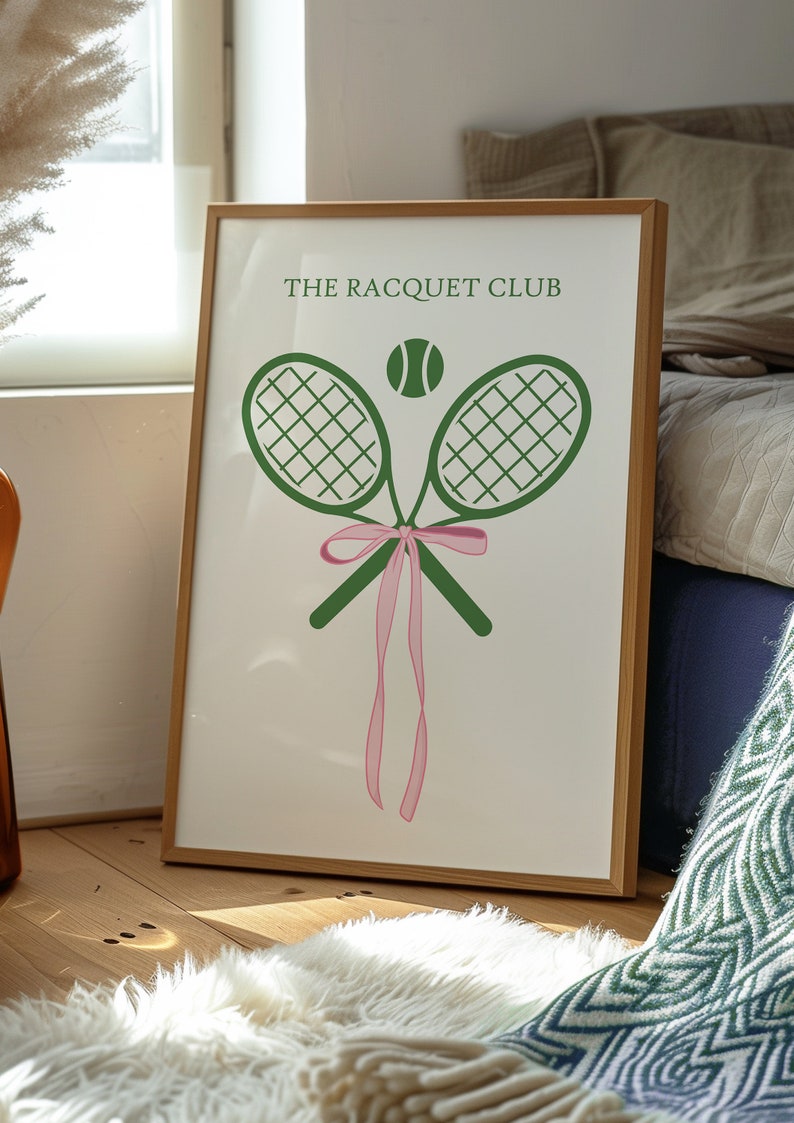 The Racquet Club Print, Printable Wall Art, Tennis Poster, Printable ...