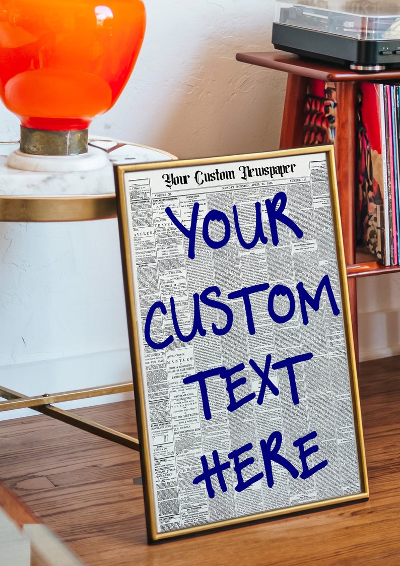 Custom Newspaper Print, Custom Poster, New York Times Wall Art, Trendy ...