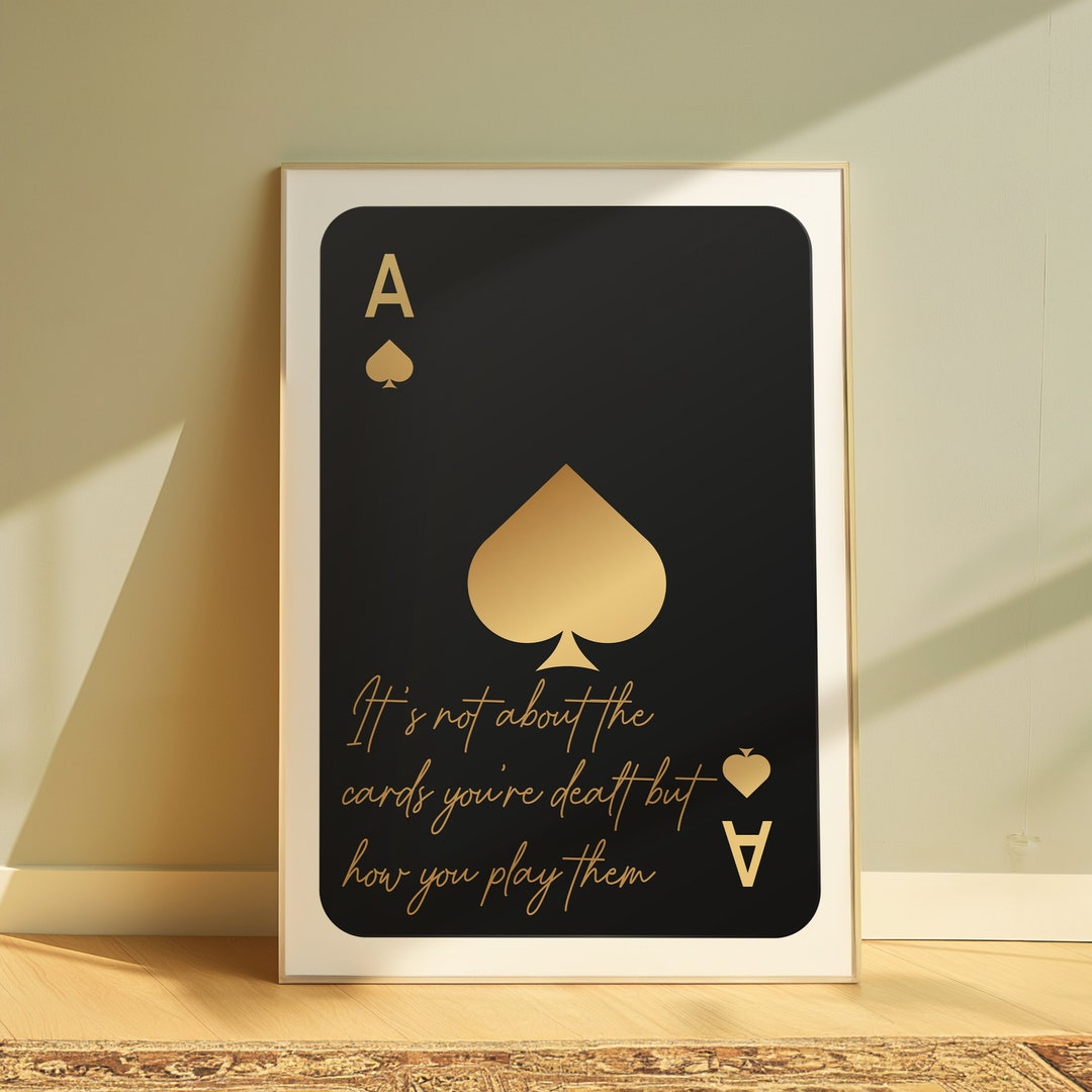Playing Card Retro Print, Trendy Wall Art, Black and Gold Card Poster ...
