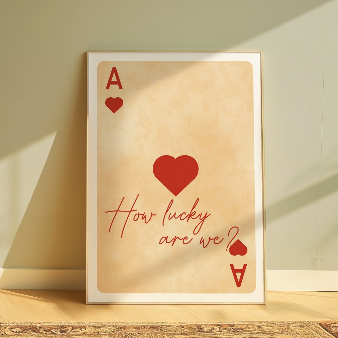 How Lucky Are We Card, Playing Card Retro Print, Trendy Wall Art, Card ...