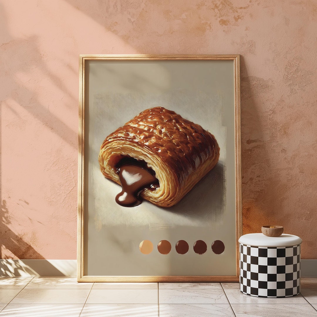 Pain Au Chocolat Print, Croissant Poster, Kitchen Wall Art, Preppy Wall ...