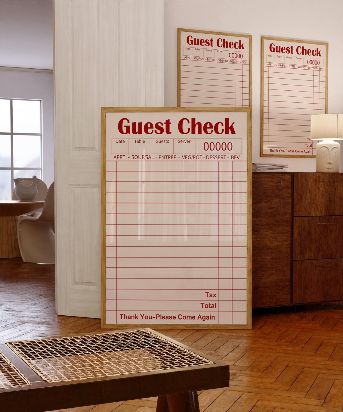 Red Blank Guest Check Poster, Trendy Wall Art, Aesthetic Preppy Prints ...