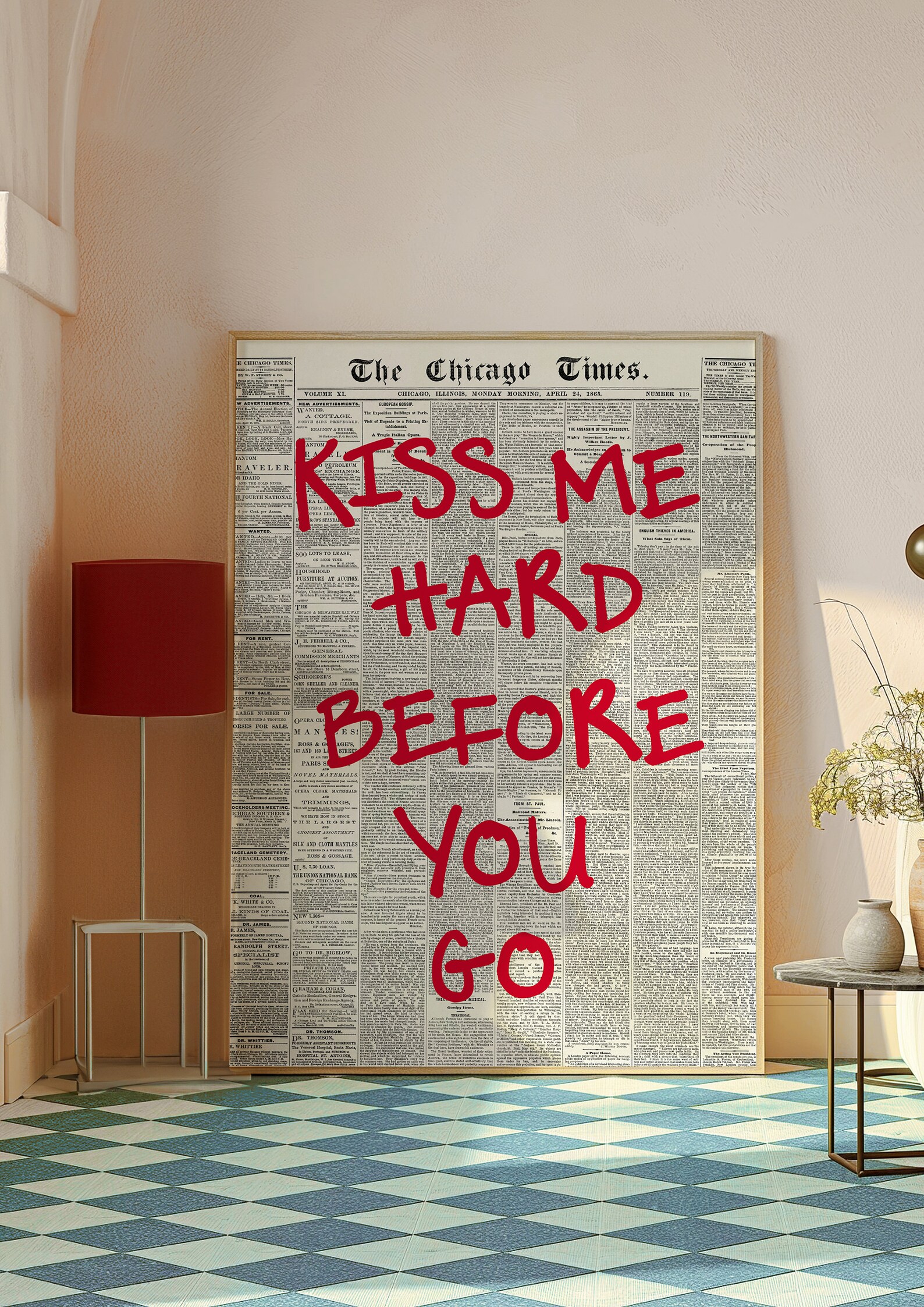 Kiss Me Hard Before You Go Poster, Kiss Wall Art, Trendy Wall Art ...