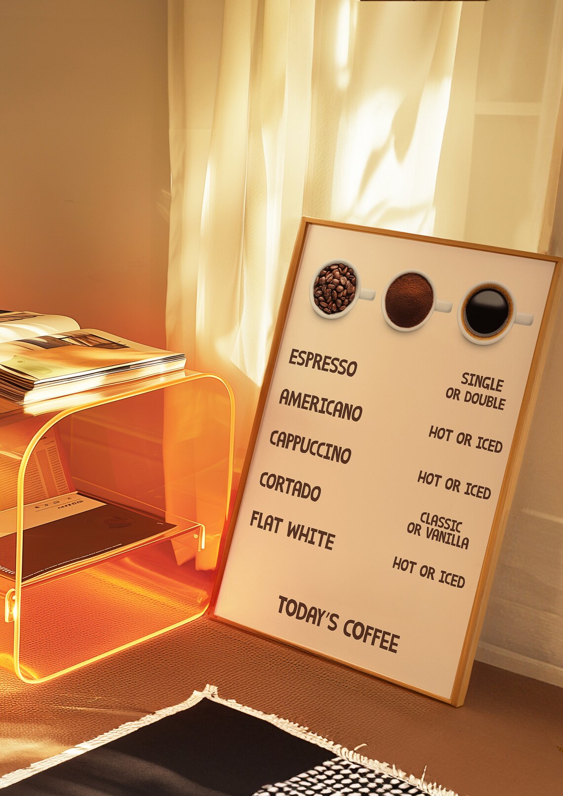 Coffee Menu Print, Coffee Bar Menu Art Print , Coffee Wall Art, Trendy ...