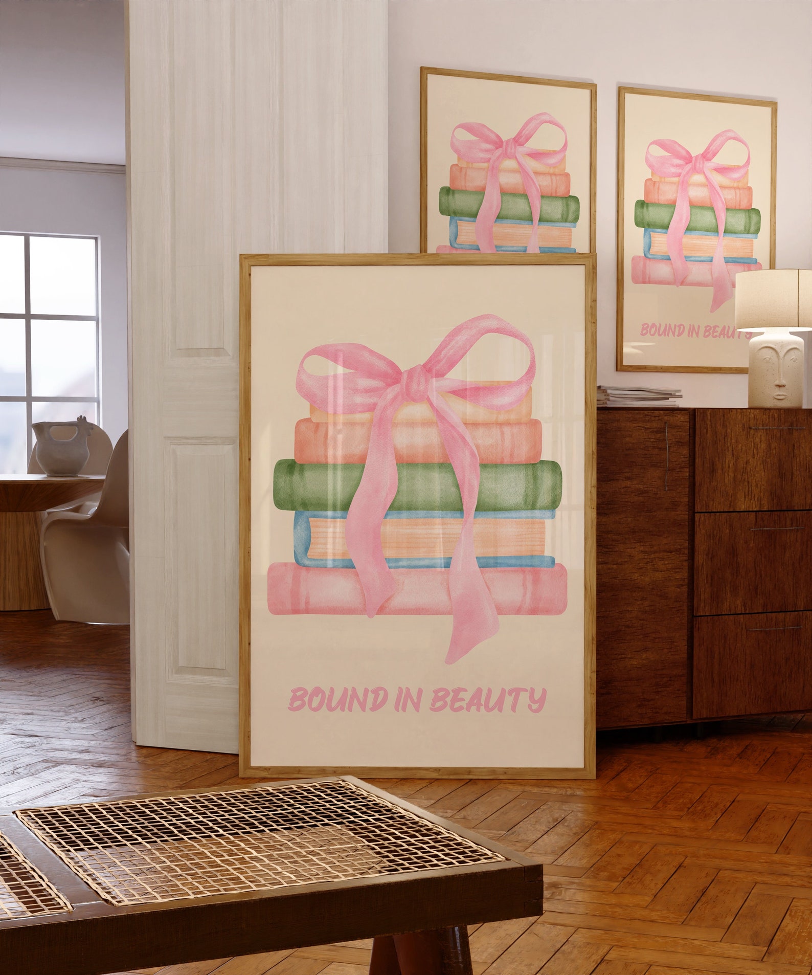 Book Print, Stack of Books Painting, Pastel Watercolor Girly Room Decor ...