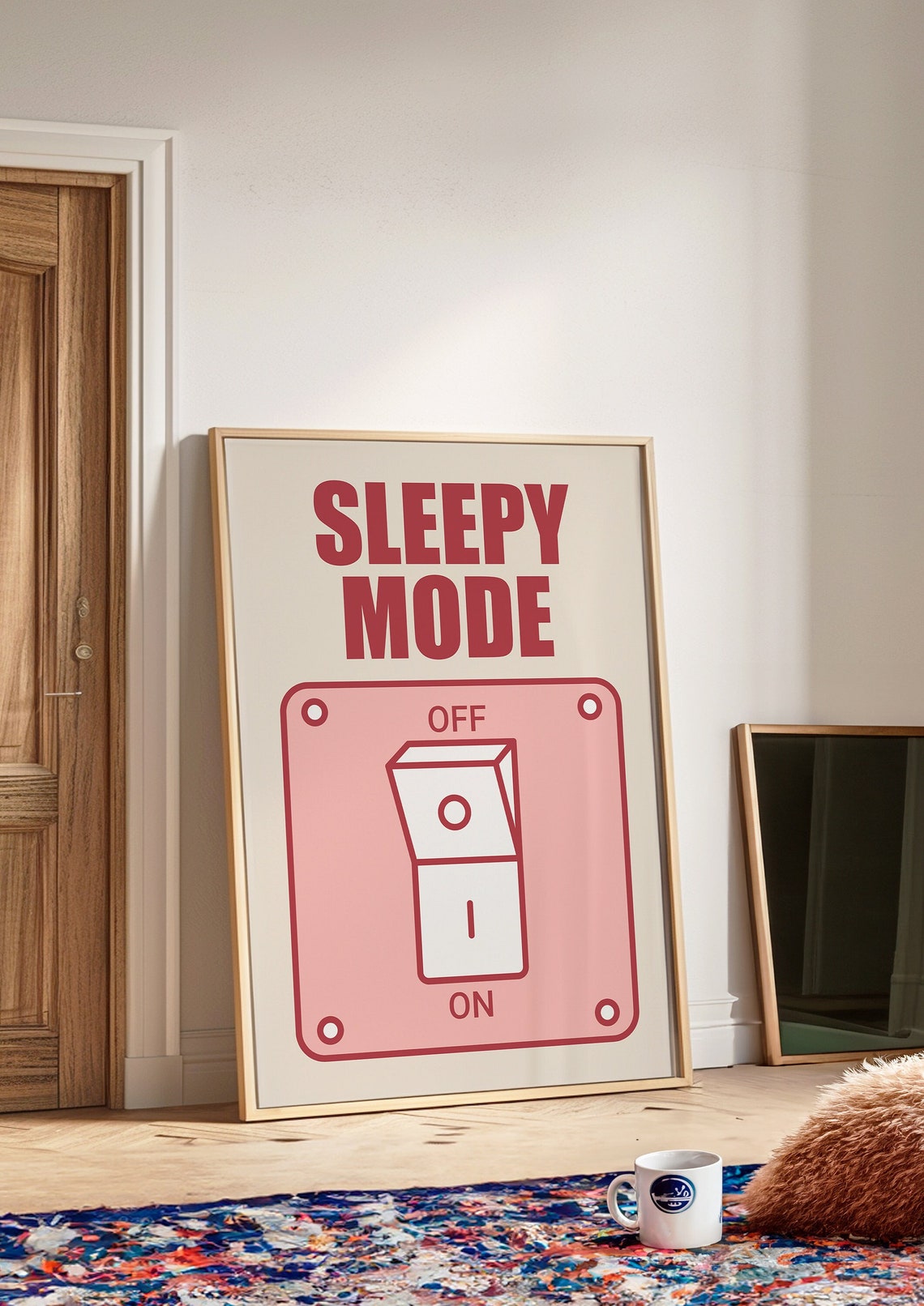 Sleepy Mode Wall Print, Digital Download Print, Colorful Poster, Retro ...