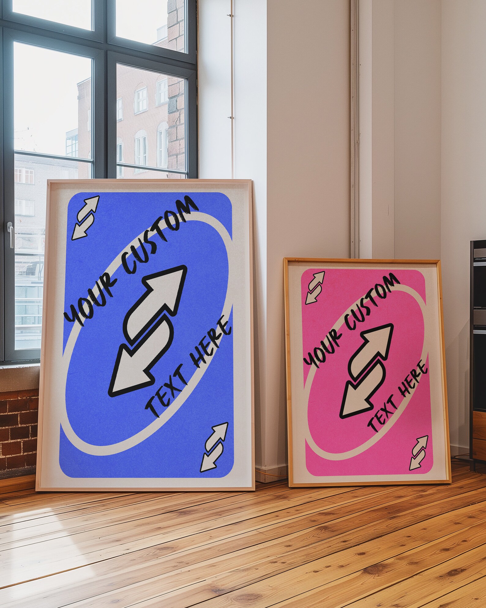 Custom Uno Reverse Card Print, Custom Poster, Green Red Pink Retro Wall ...