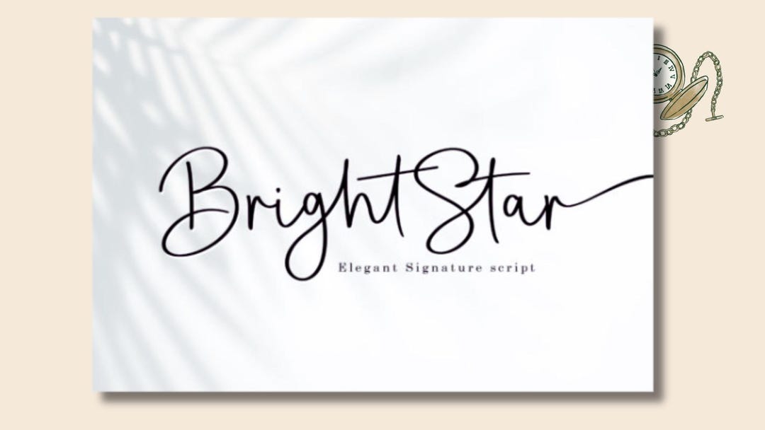 Bright Star Font, Handwritten Font, Elegant Font, Classic Font, Swirly ...